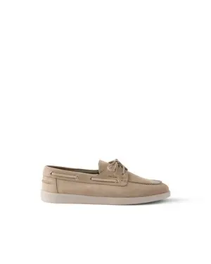 Prada Suede Boat Shoes - Neutral