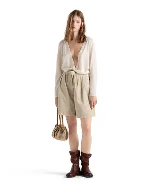 Prada Garment-dyed Old Gabardine Bermuda Shorts - Neutral