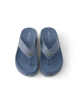 Prada Rubber Thong Sandals - Blue