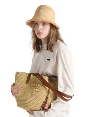 Prada Medium Crochet And Leather Tote Bag