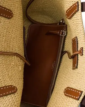 Prada Medium Crochet And Leather Tote Bag