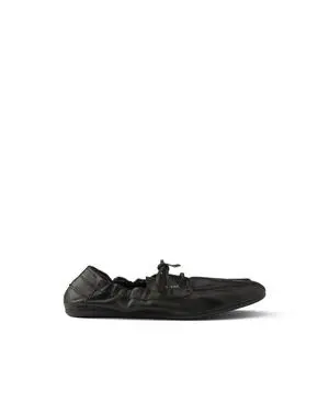 Prada Antiqued Leather Boat Shoes - Black