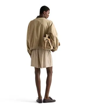 Prada Cotton Jacket With Leather Details - Neutral