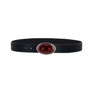 FERRAGAMO Pebbled Buckle Belt - Black
