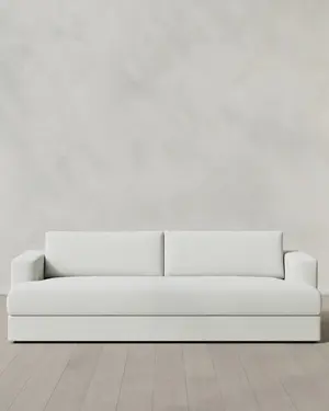 Quince Sierra Curved Arm Sofa In Performance Bouclé Cloud White