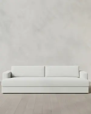 Quince Sierra Curved Arm Sofa In Performance Bouclé Cloud White