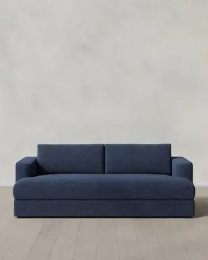 Quince Sierra Curved Arm Sofa In Performance Bouclé Indigo