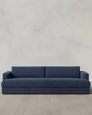 Quince Sierra Curved Arm Sofa In Performance Bouclé Indigo