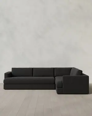 Quince Sierra Curved Arm L Sectional In Performance Boucle Charcoal
