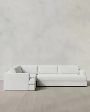 Quince Sierra Curved Arm L Sectional In Performance Boucle - Cloud White