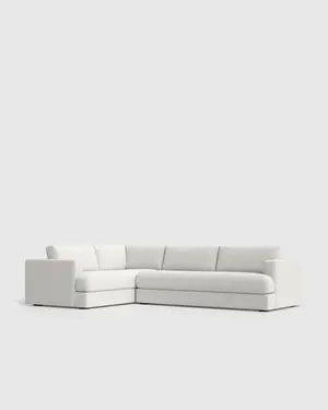 Quince Sierra Curved Arm L Sectional In Performance Boucle - Cloud White