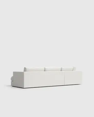 Quince Sierra Curved Arm L Sectional In Performance Boucle - Cloud White