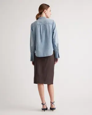 Quince Distressed Denim Tuxedo Shirt