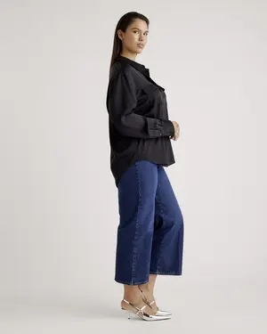 Quince Washable Stretch Silk Utility Long Sleeve Blouse