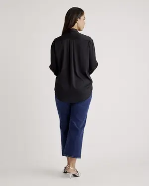 Quince Washable Stretch Silk Utility Long Sleeve Blouse