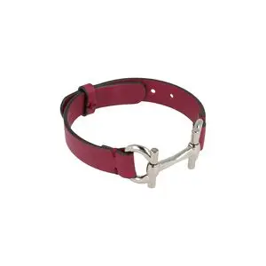 FERRAGAMO Double Gancini Leather Bracelet - Red