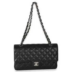 Chanel Quilted Caviar Double Flap Bag - Black