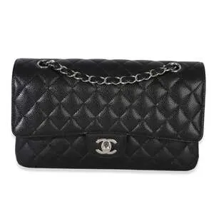 CHANEL Chanel Quilted Caviar Double Flap Bag