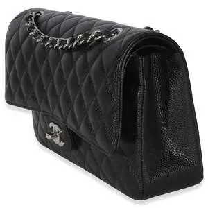 Chanel Quilted Caviar Double Flap Bag - Black