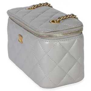 Chanel Quilted Lambskin Vanity Case - Gray
