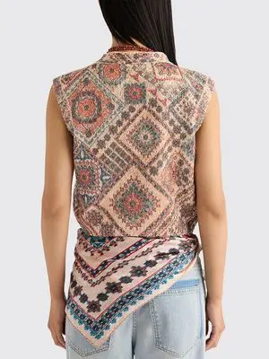 Momoni Vintage Ethnic Pattern Cotton Blend Vest