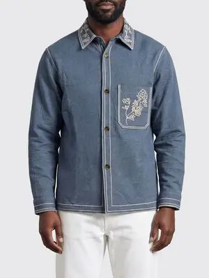 Isabel Marant Étoile Isabel Marant Embroidered Floral Cotton Overshirt Blue