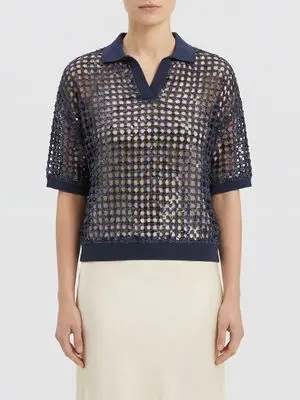 Brunello Cucinelli Sequined Silk And Linen Knit Polo - Blue
