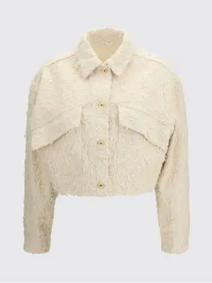 Brunello Cucinelli Textured Denim Jacket With Monili Embellishment - Beige