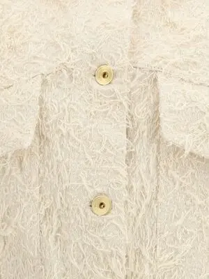 Brunello Cucinelli Textured Denim Jacket With Monili Embellishment - Beige