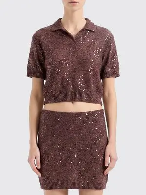 Brunello Cucinelli Sequined Linen Cashmere And Silk Polo Shirt - Brown