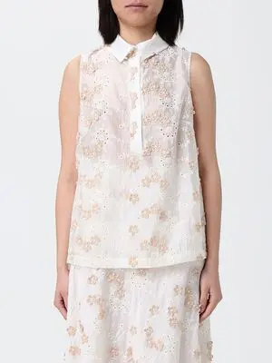 HANITA Sangallo Lace Floral Sleeveless Shirt