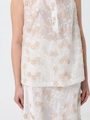 HANITA Sangallo Lace Floral Sleeveless Shirt
