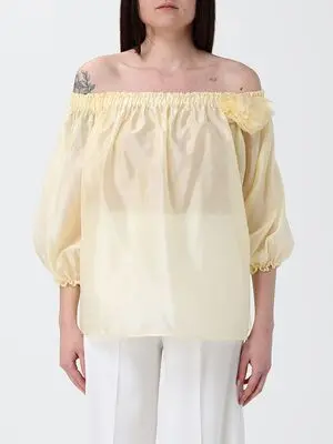 HANITA Ruffled V-neck Blouse - Yellow