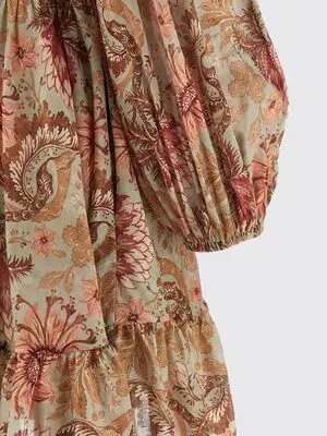 Zimmermann Floral Print Cotton Wrap Mini Dress - Sage