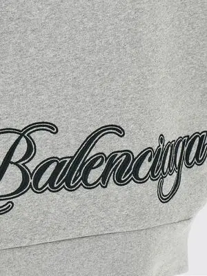 Balenciaga Oversized Cotton Hooded Sweatshirt With Logo - Grey