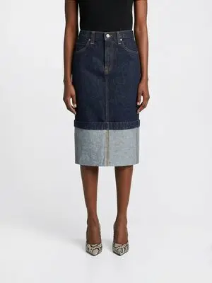 Khaite Cotton Denim Midi Skirt - Blue