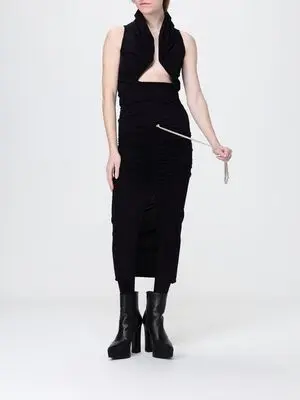 Rick Owens Cotton Midi Skirt With Drawstring - Black