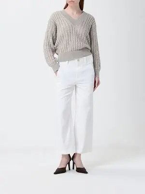 Brunello Cucinelli V-neck Knit With Sequin Embellishment - Beige