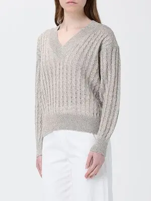 Brunello Cucinelli V-neck Knit With Sequin Embellishment - Beige
