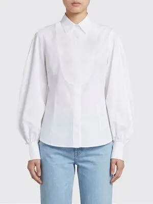 Brunello Cucinelli Cotton Shirt With Embroidered Plastron And Balloon Sleeves