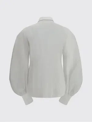 Brunello Cucinelli Cotton Shirt With Embroidered Plastron And Balloon Sleeves