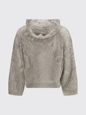 Brunello Cucinelli Linen And Cotton Knit Hoodie - Mud