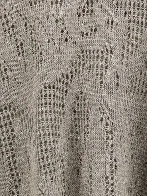 Brunello Cucinelli Linen And Cotton Knit Hoodie - Mud
