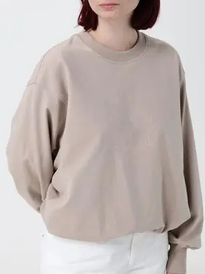 Brunello Cucinelli Cotton Crew Neck Sweatshirt With Emblem - Cocoa