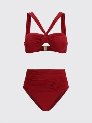 Zimmermann Halterneck Ruched Bikini - Ruby