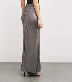 Lapointe Coated Jersey Ruched Maxi Skirt - Metallic