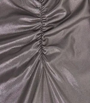 Lapointe Coated Jersey Ruched Maxi Skirt - Metallic