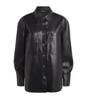 ANINE BING Leather-blend Dante Shirt - Black
