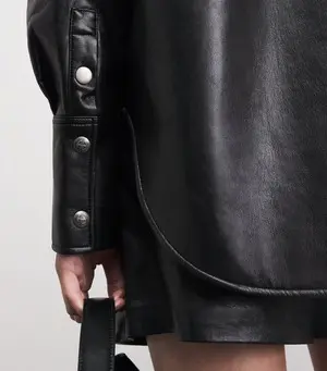 ANINE BING Leather-blend Dante Shirt - Black