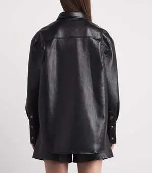 ANINE BING Leather-blend Dante Shirt - Black